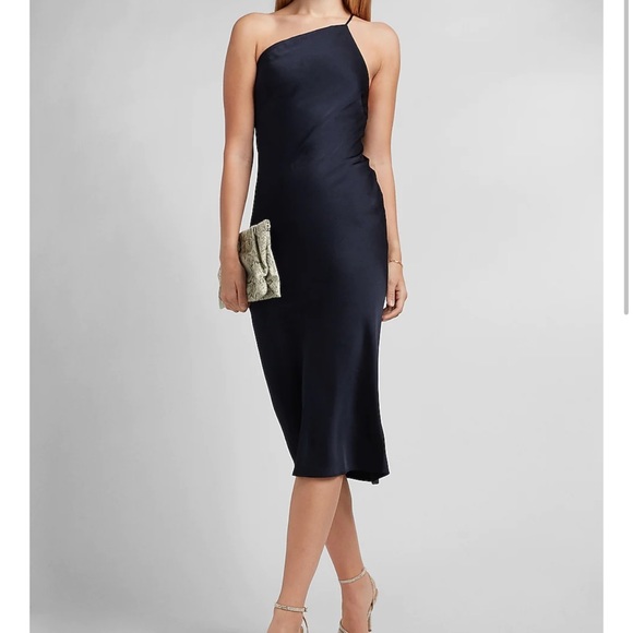 Express | Dresses | Express Satin Cross Back One Shoulder Slip Dress ...